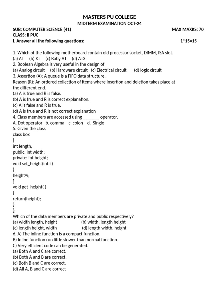 cs set2 | PDF | Computer Data Storage | Constructor (Object Oriented Programming)