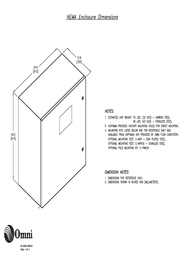 50-0000-0003 Rev A Manual, NEMA Enclosure Dimension Drawing | PDF