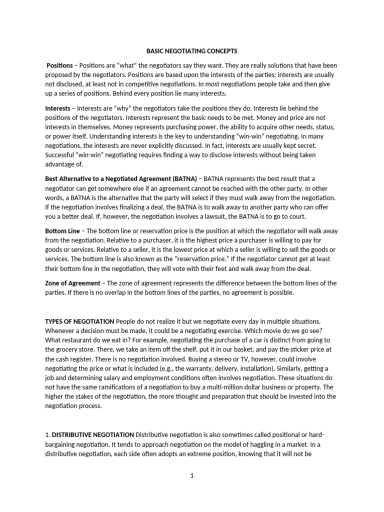 Basic Negotiating Concepts | PDF | Negotiation | Bargaining
