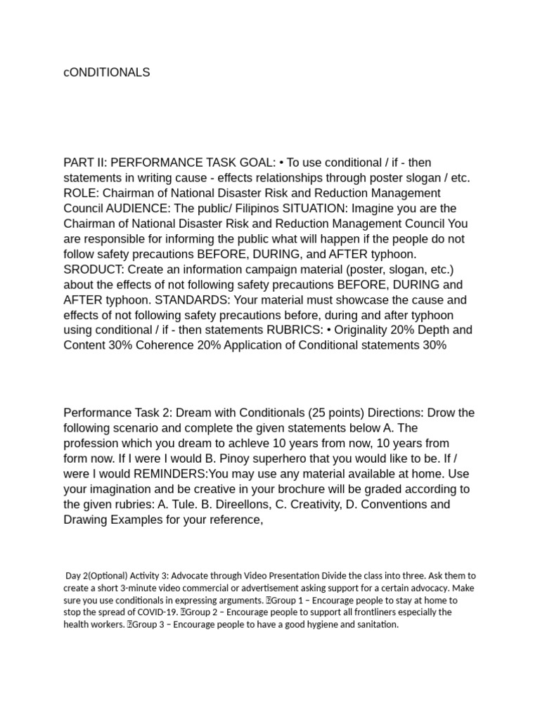 p.tASK cONDITIONALS | PDF