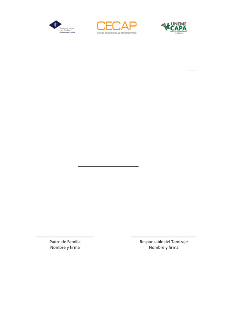 CONSENTIMIENTO INFORMADO TAMIZAJE -VER. 1 HOJA | PDF