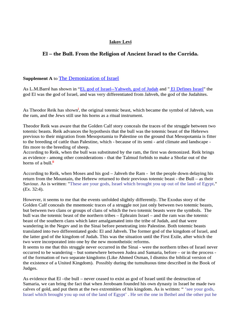 El_The_Bull_From_the_Religion_of_Ancient | PDF | Bullfighting | Phoenicia