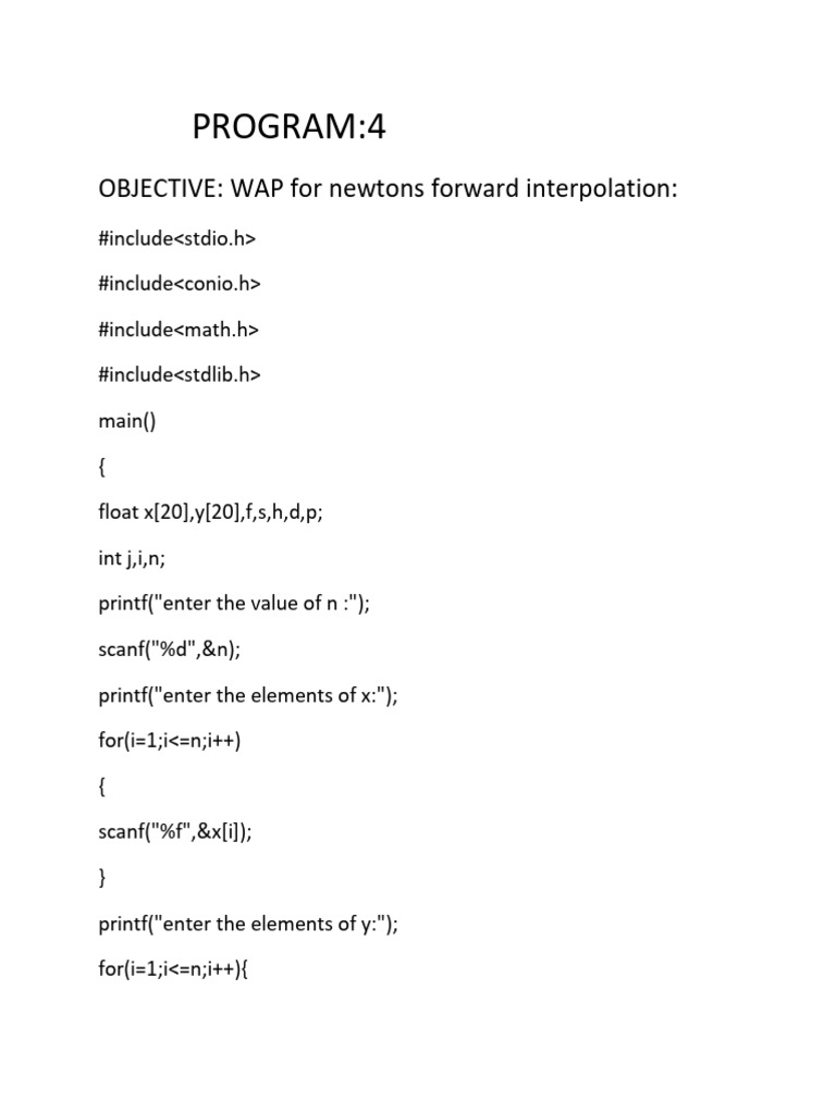 Newtons Forward Interpolation | PDF