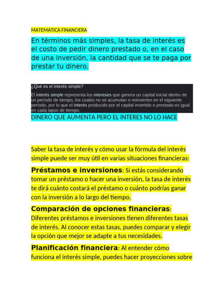 Matematica Financiera | PDF | Finanzas y dinero