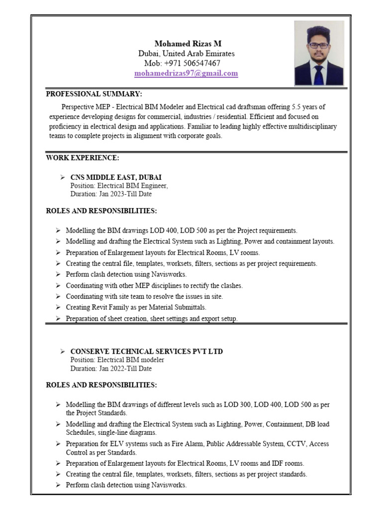 Mohamed Rizas - Bim Modeler (CV) | PDF | Building Information Modeling ...