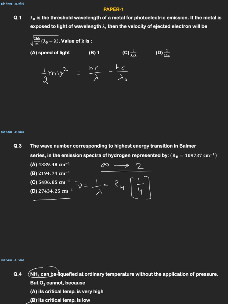 Atomic Structure L-12 (Class Notes) NJ - 247 | PDF