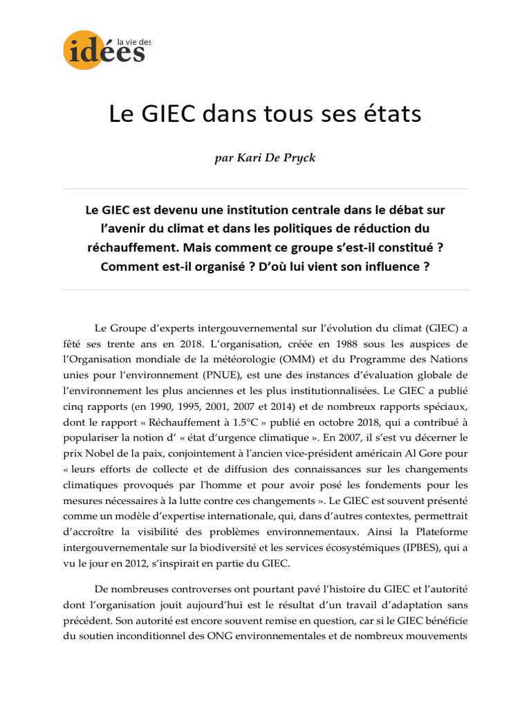 Liste des membres du GIEC | PDF | Groupe d'experts intergouvernemental ...