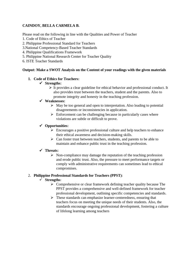 Swot Analysis Pdf Teachers Cognition