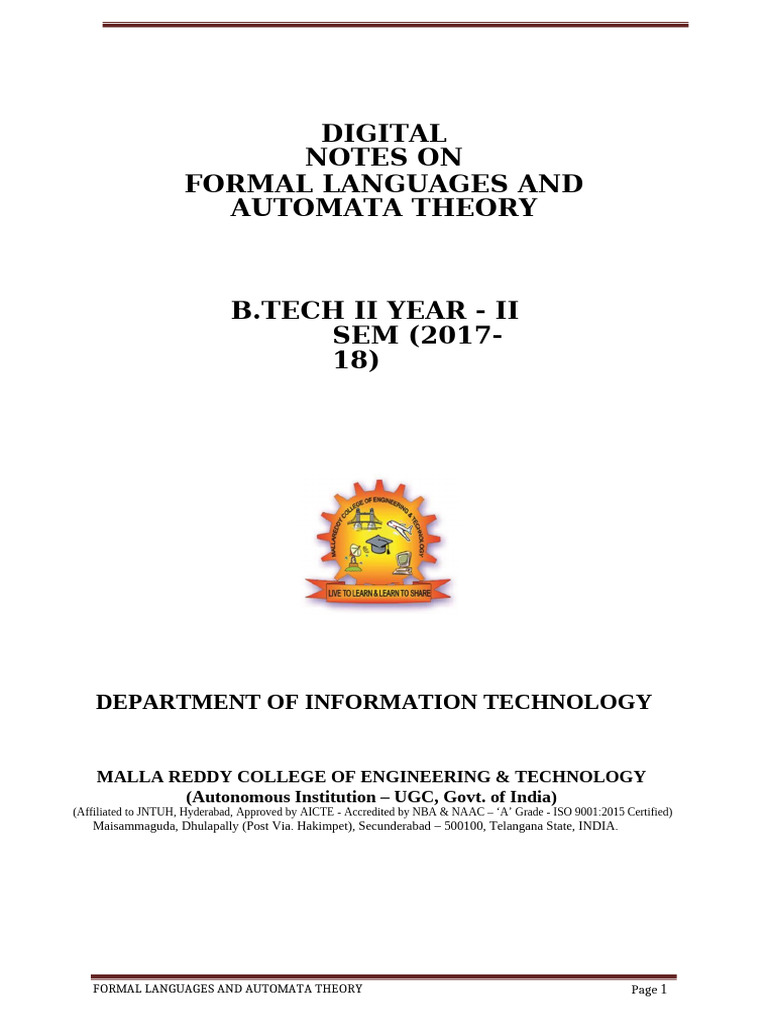 Formal Languages Automata Thery580 | PDF | Theory Of Computation | Grammar Formal Languages Automata Thery580 | PDF | Theory Of Computation | Grammar