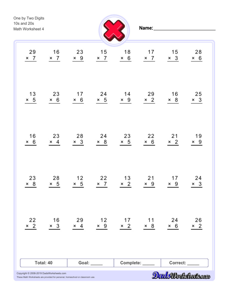 Easy Multiple Digits 10s 20s v4 | PDF