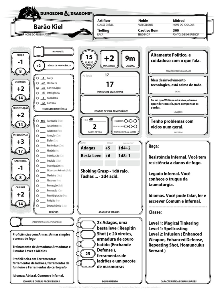 Dnd5e Ficha Completavel 1 | PDF