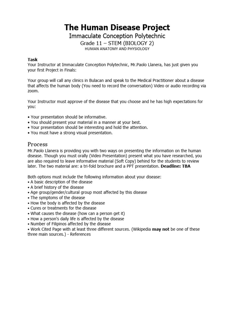 Human Disease Project Guidelines | PDF | Page Layout | Cancer