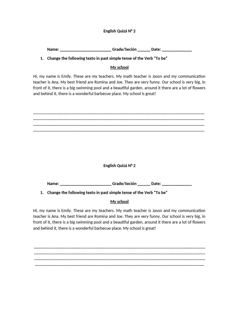 Text Verb (Past Simple Verb To Be) | PDF | Language Arts & Discipline