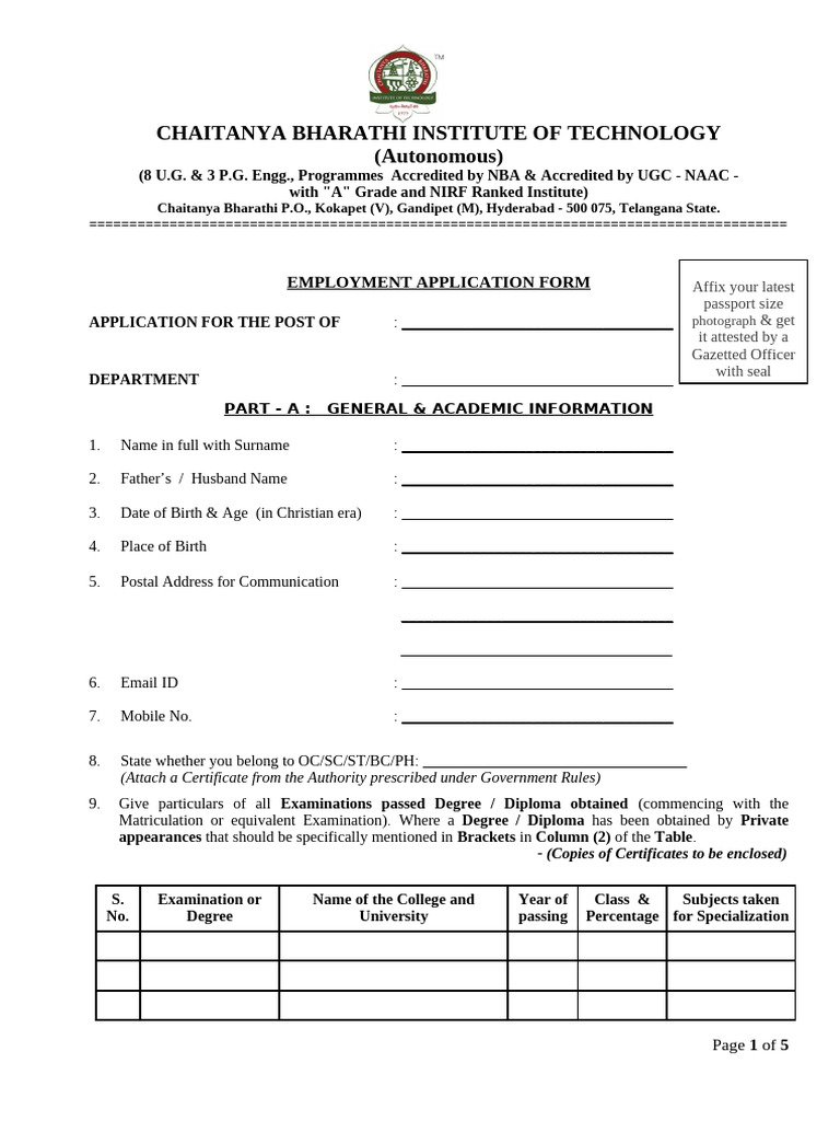 2 Faculty Application Form 2 04.01.2024 | PDF | Technology & Engineering
