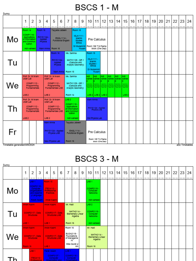 Class Timetable 4 | PDF | Computer Science | Mathematics