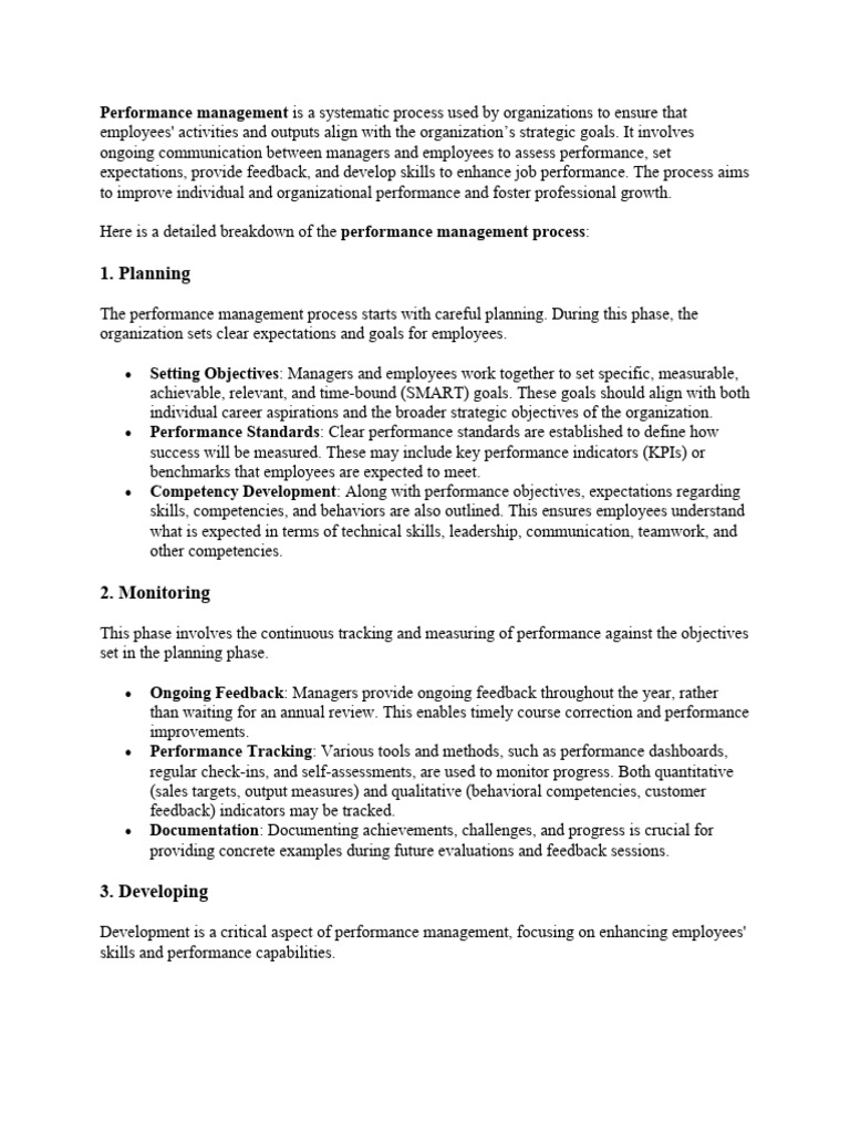 Performance management notes | PDF | Performance Indicator | Goal Performance management notes | PDF | Performance Indicator | Goal