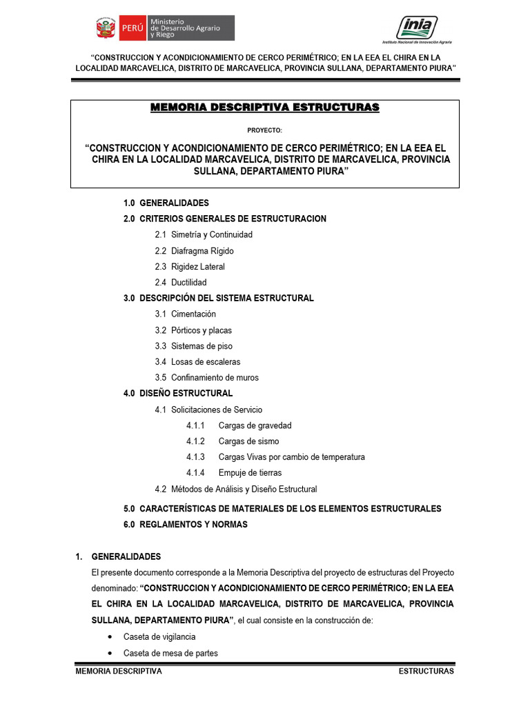 02.01 Memoria Descriptiva - Estructuras | PDF | Resistencia de materiales | Viga (Estructura)