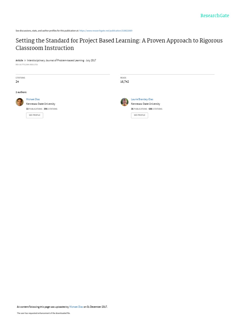 Setting The Standard For Project Based Learning A | PDF | Project Based ...