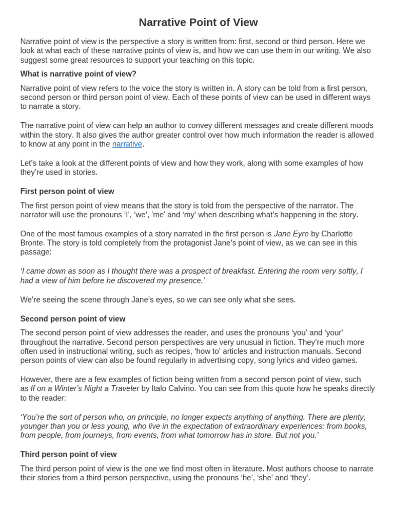 Narrative Point of View | PDF | Narration