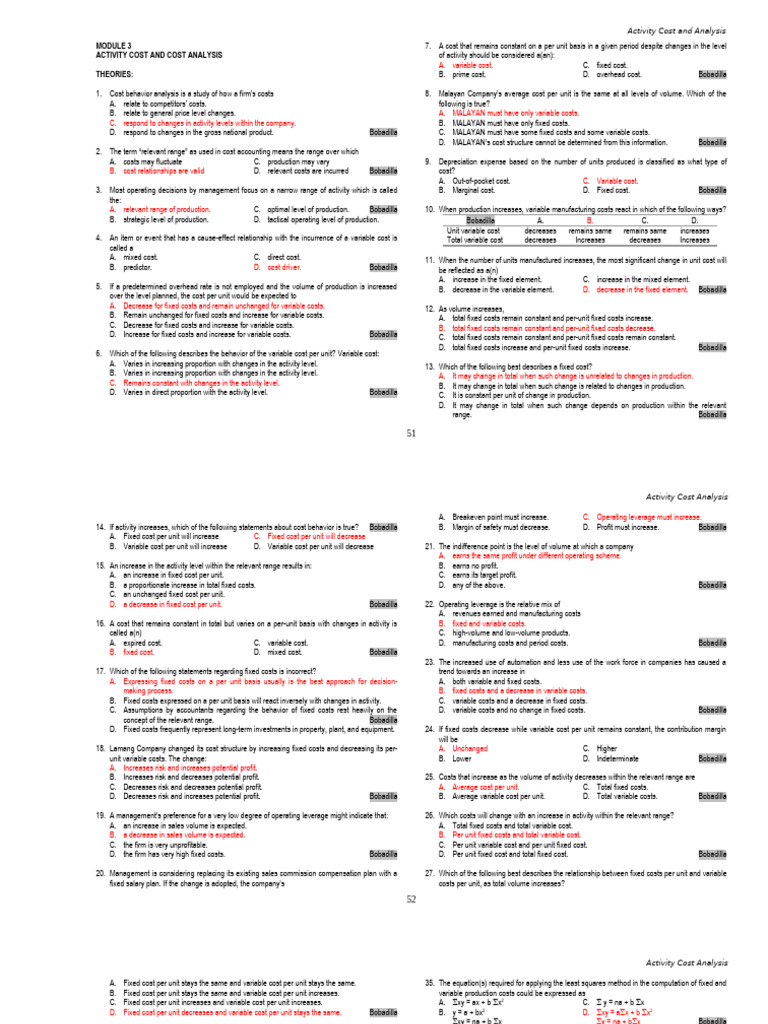 03 x03 Activity Costs WP | PDF | Linear Regression | Regression Analysis