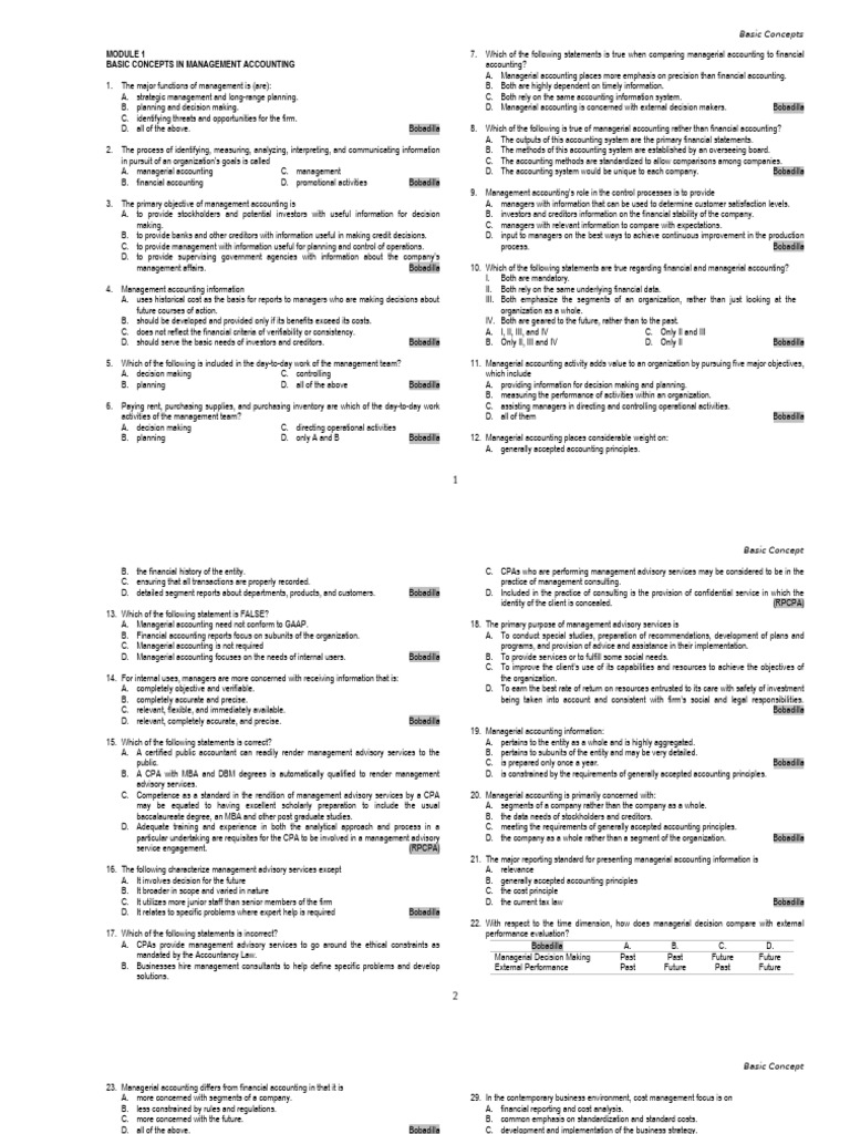 01 x01 Basic concepts | PDF | Management Accounting | Accounting