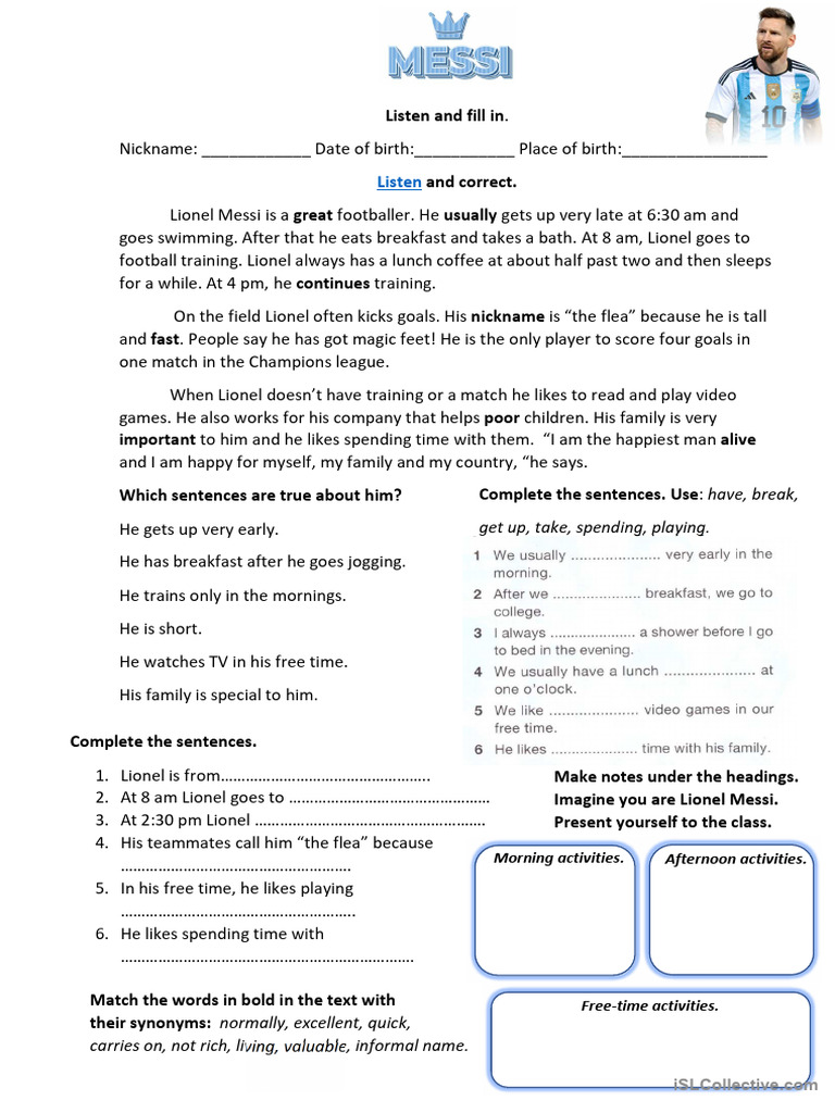 Lionel Messi: Daily Routine and Activities | PDF