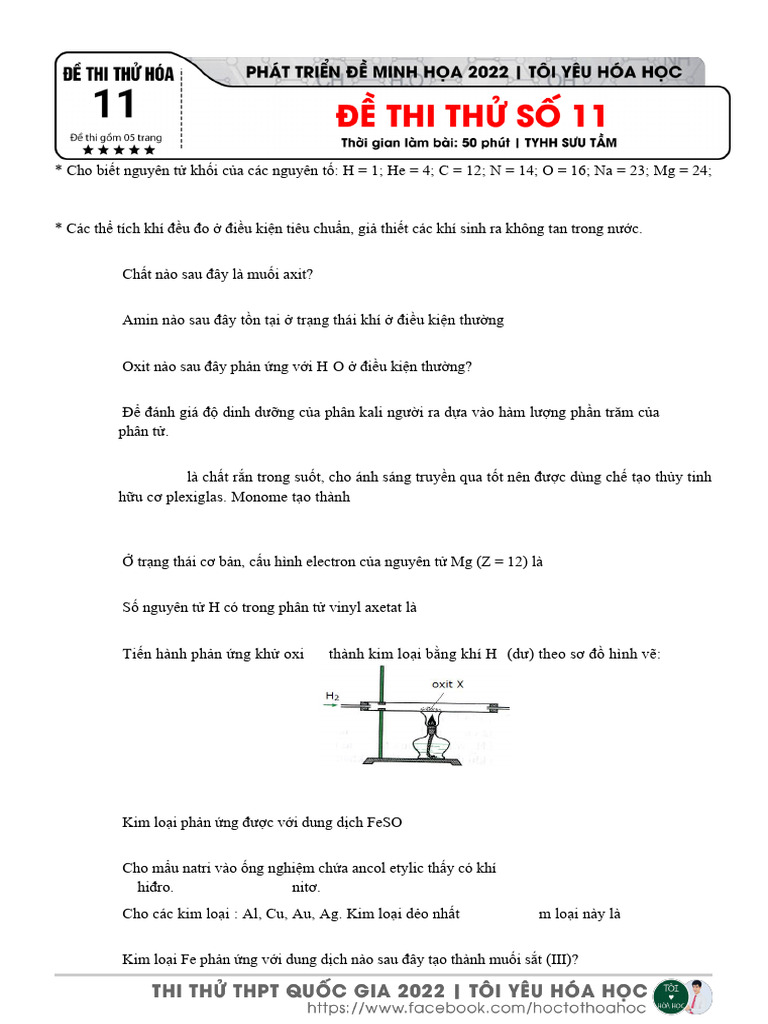(Tyhh Sưu Tầm) - Phát Triển Đề Minh Họa 2022 - Đề Số 11 | PDF