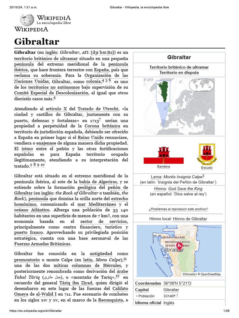 Gibraltar: Territorio Británico en Disputa | PDF | Gibraltar | España