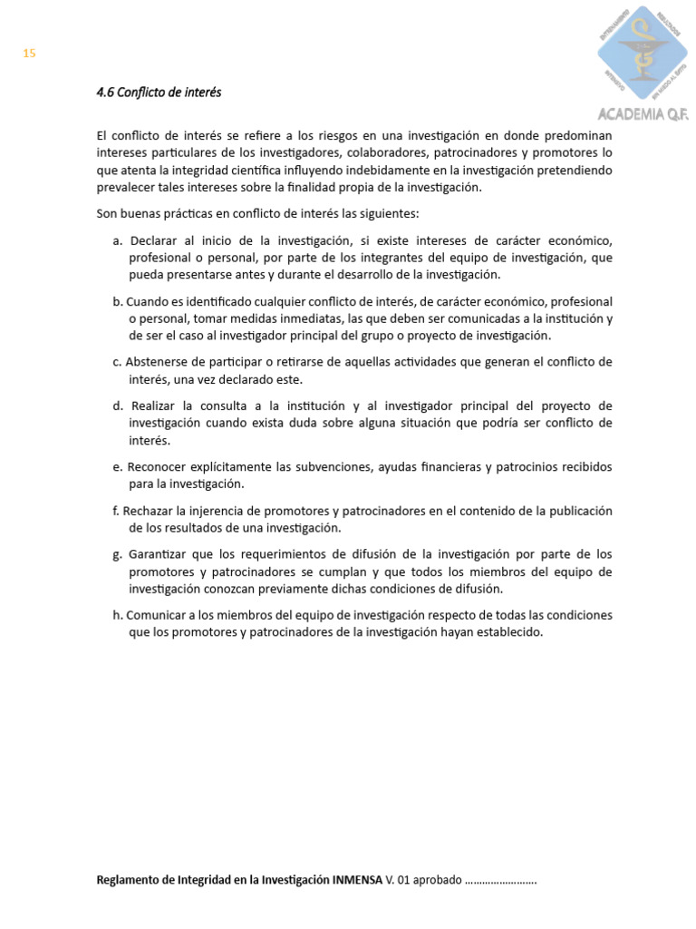 Reglamento Integridad INMENSA FINAL 11102023 Interlineado 2 | PDF