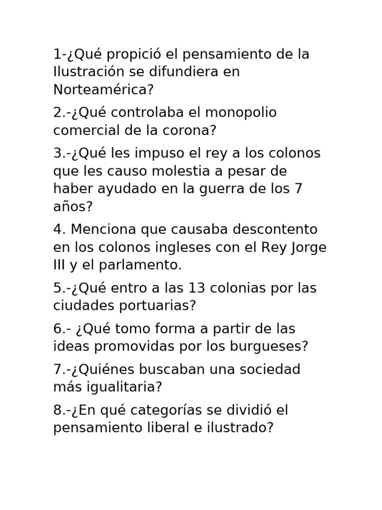 Preguntas Las Trece Colonias | PDF