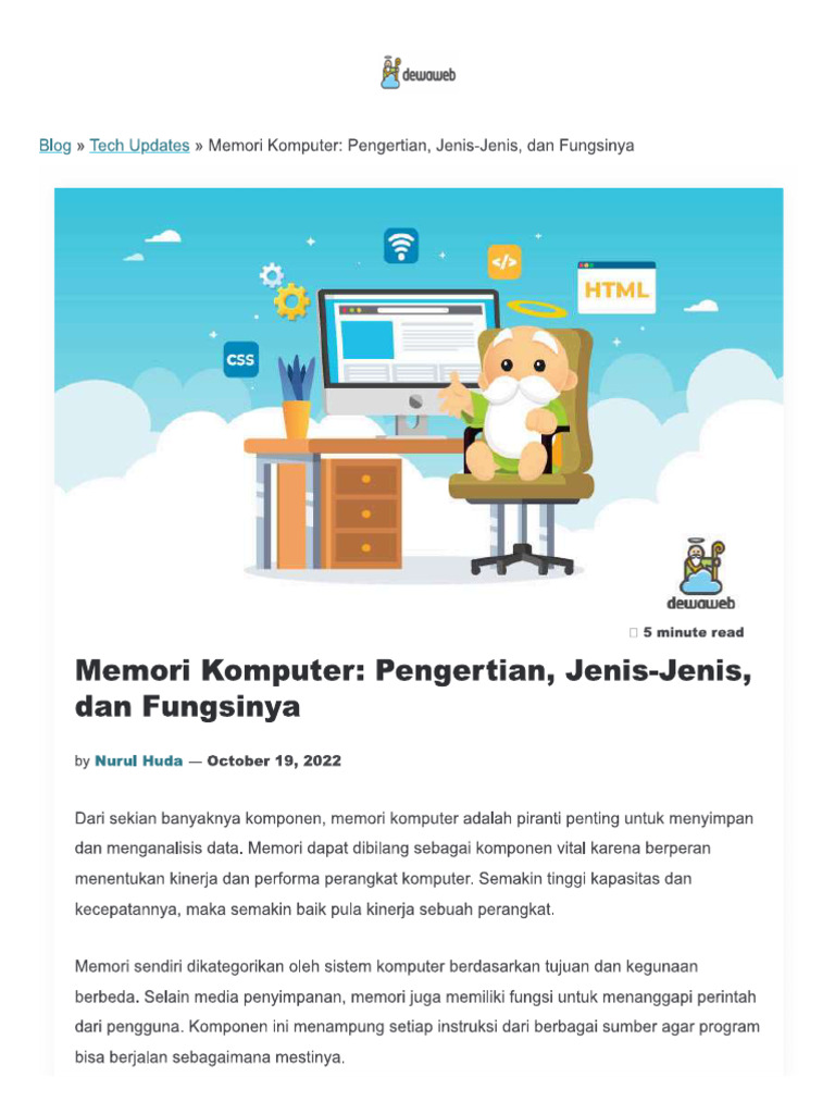 Memori Komputer Pengertian, Jenis-Jenis, Dan Fungsinya | PDF