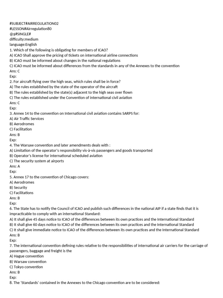 Air Regulation Exam | PDF | Transport | Aviation