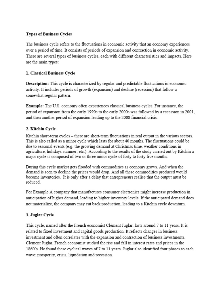 Types of Business Cycles | PDF | Business Cycle | Recession
