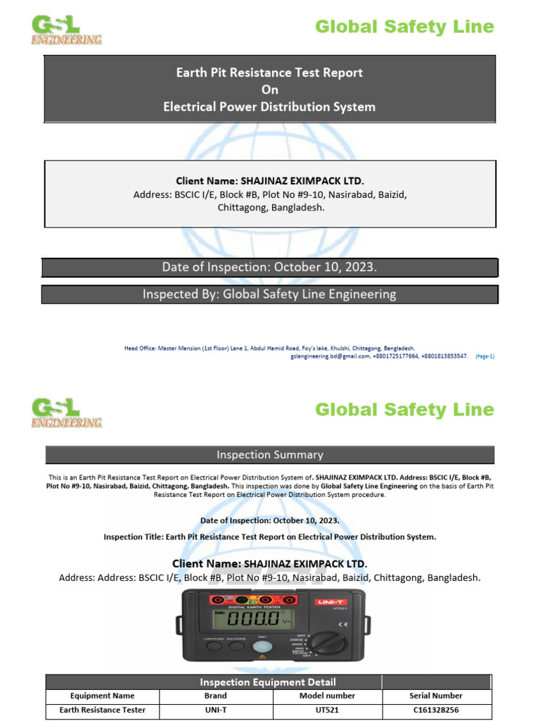 Earth Test Report System Report 10-10-23 | PDF | Electricity ...