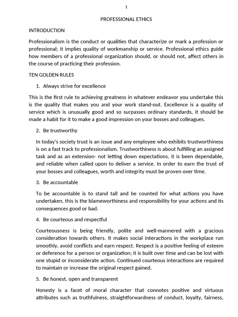 Professional Ethics Lecture Pdf Business Ethics Integrity