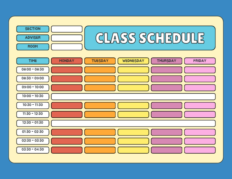 Weekly Class Schedule Overview | PDF | Home & Garden