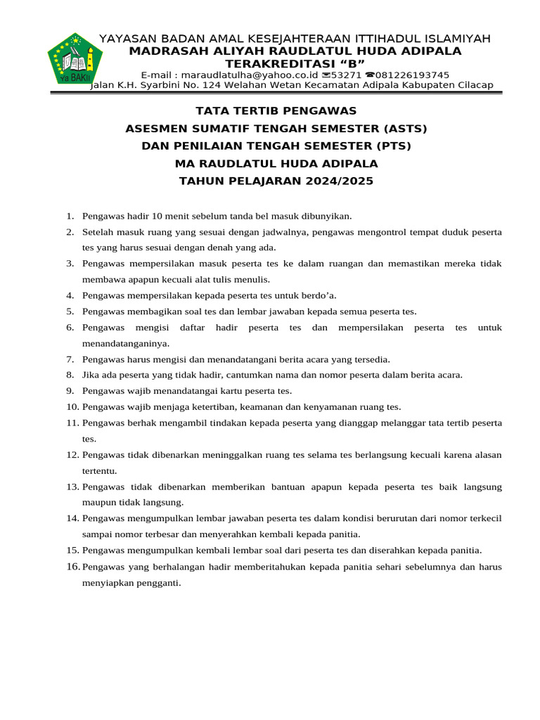 Tata Tertib ASTS Dan PTS | PDF