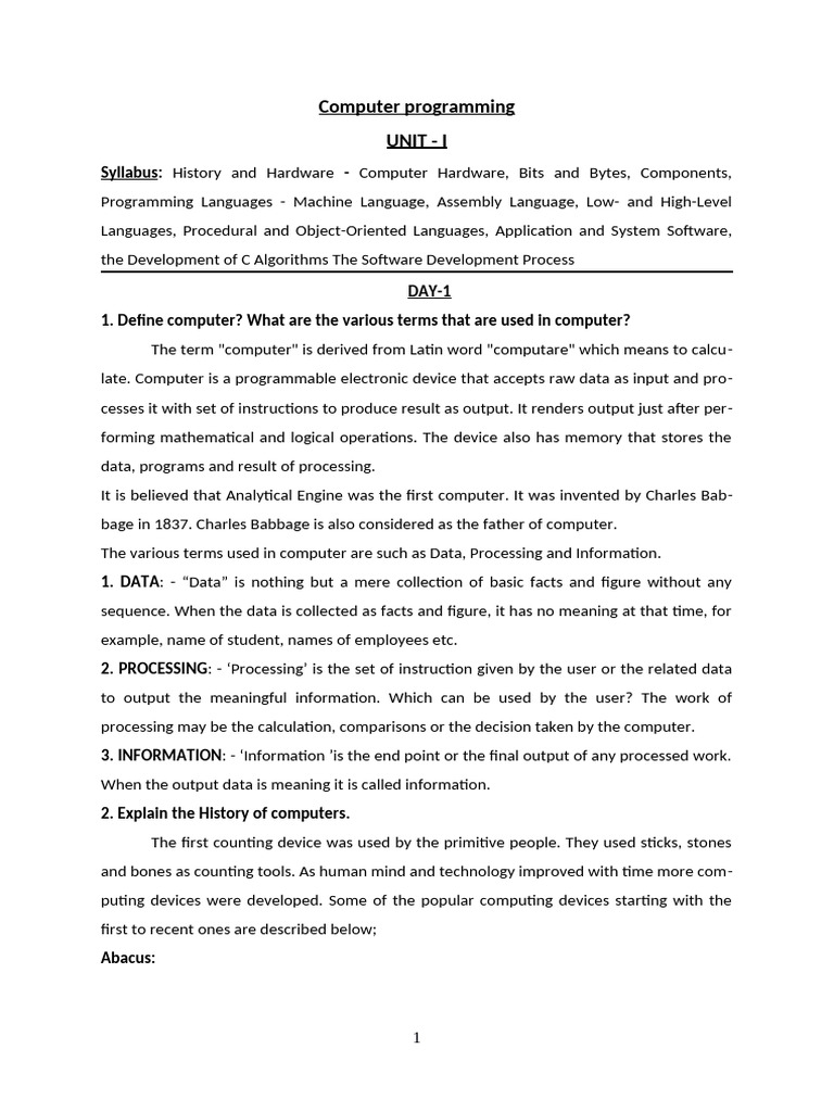 cp unit 1 new (2) | PDF | Computer Data Storage | Random Access Memory