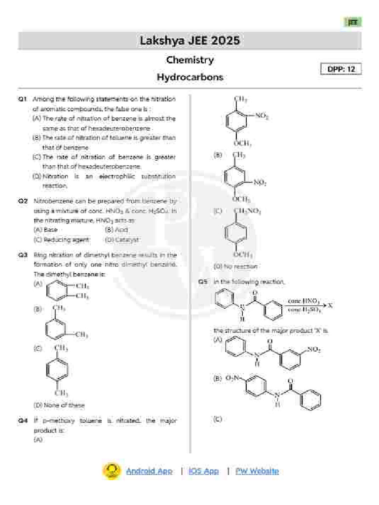 Hydrocarbon - DPP 12 - Lakshya JEE 2025 - 11zon | PDF
