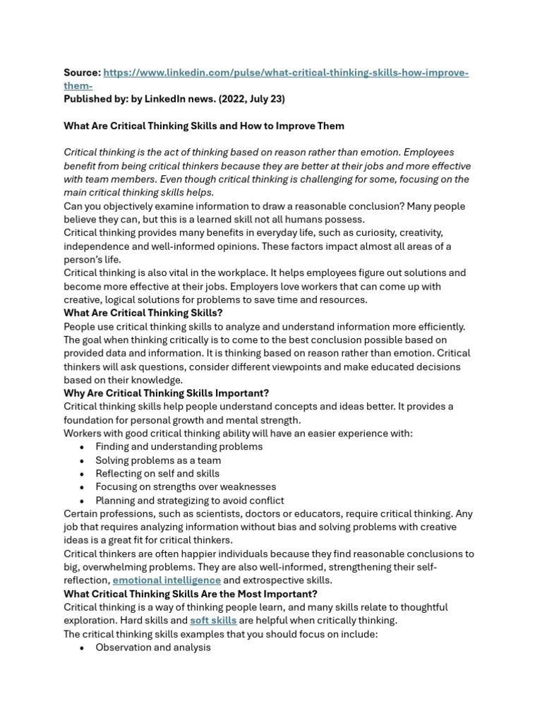 Criticalthinking Pdf Critical Thinking Thought