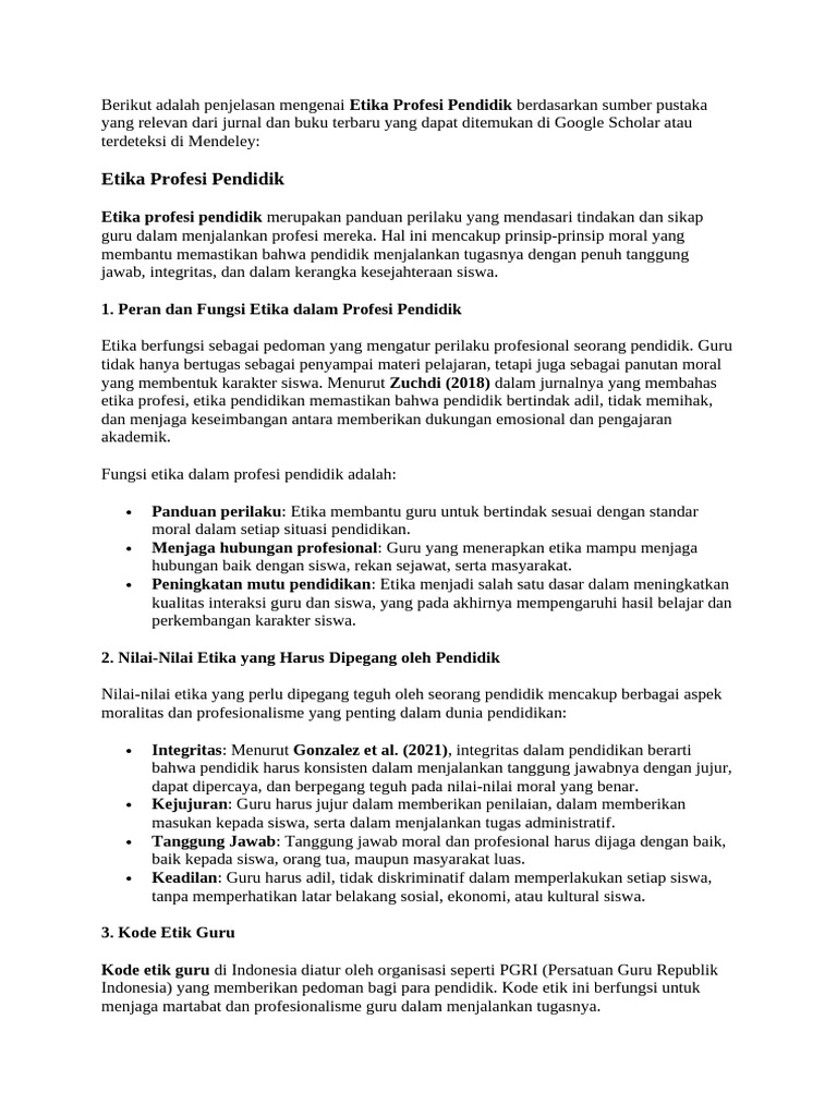 Etika Profesi Pendidik | PDF | Karier & Perkembangan
