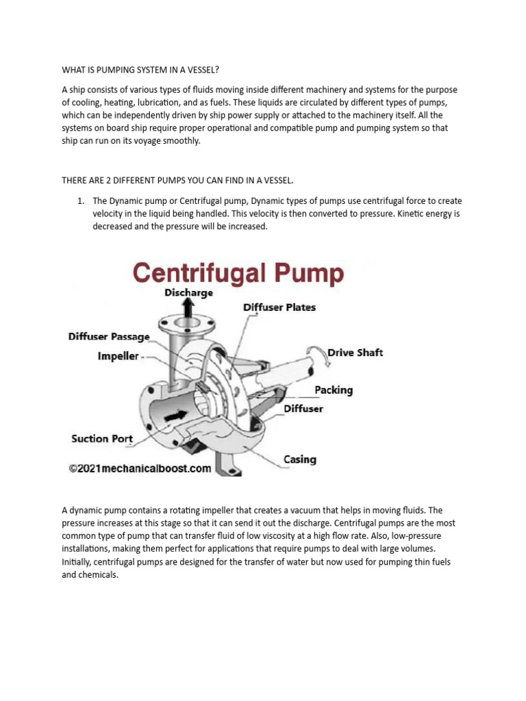 What Is Pumping System in A Vessel | PDF | Pump | Turbomachinery
