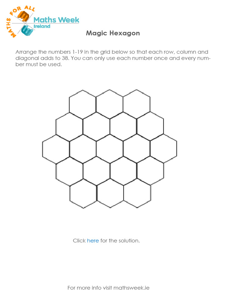 Magic Hexagon Puzzle and Solution | PDF