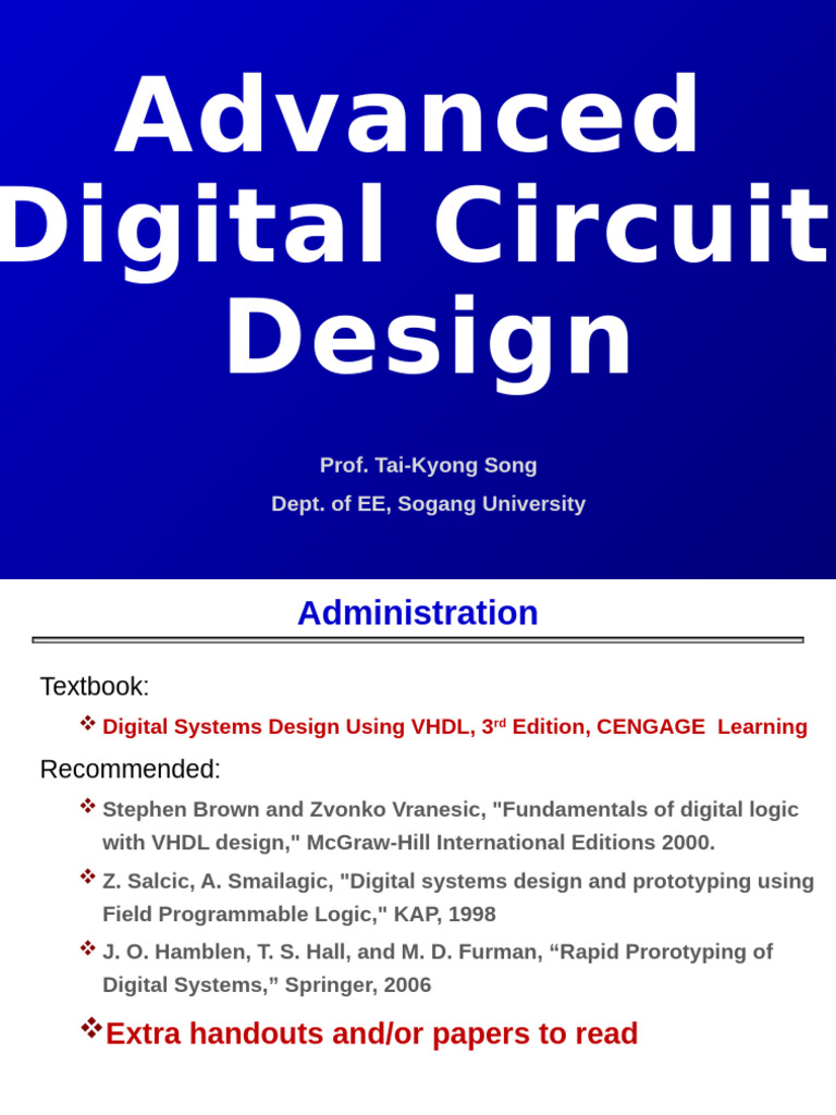 ADSD Lecture 1&2 (Intro LogicRev) | PDF | Field Programmable Gate Array | Vhdl
