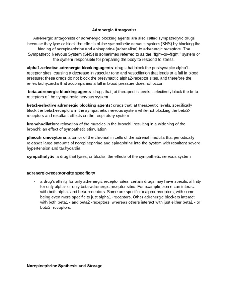 PCOL (Adrenergic Antagonist) | PDF | Chemical Synapse | Norepinephrine