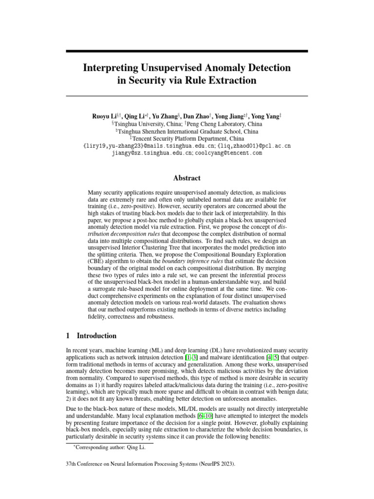 23 - NeurIPS - Interpreting Unsupervised Anomaly Detection in Security Via Rule Extraction | PDF ...