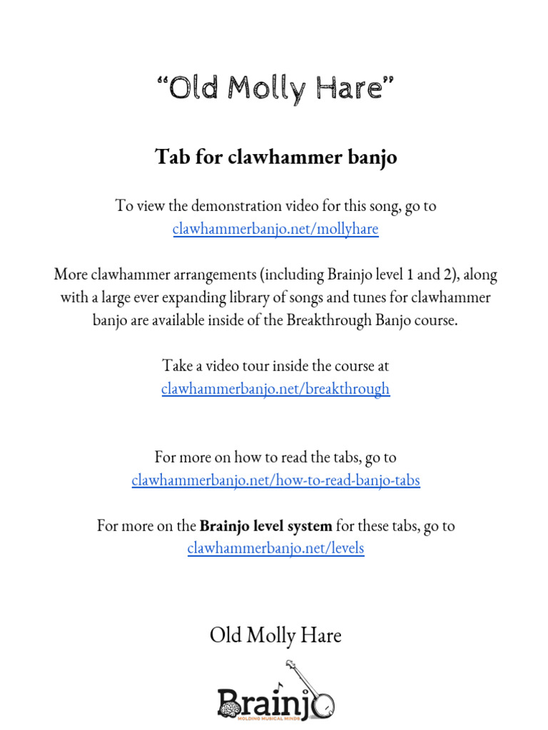 Clawhammer Tab for "Old Molly Hare" | PDF