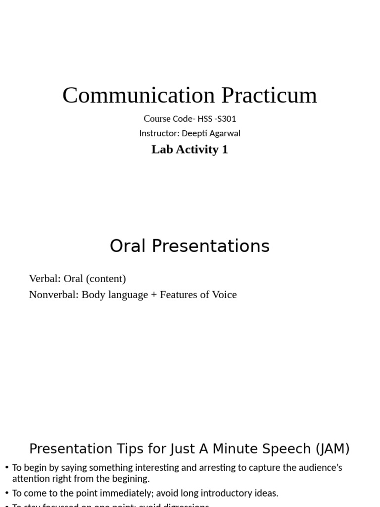 Oral Presentations (JAM) 2K24 | PDF | Public Speaking | Human Communication