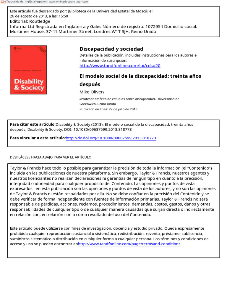 2013 - The Social Model of Disability Thirty Years On - Mike Oliver ...
