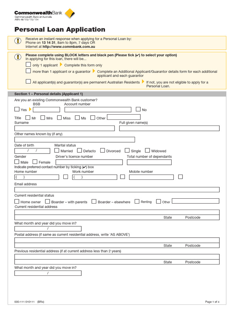 Personal Loan Application Form Guide | PDF | Loans | Debt